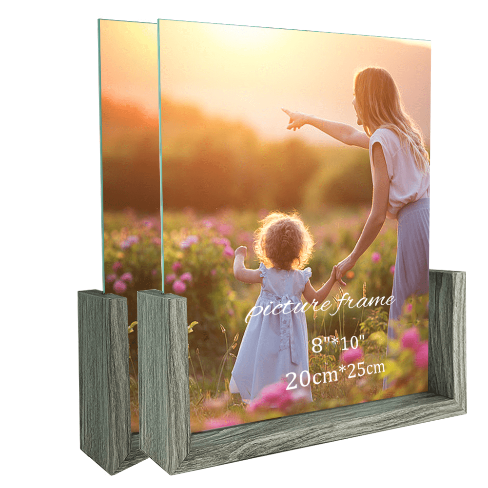 PHAREGE 8x10 Glass Picture Frame Set of 2 Double Sided Frameless Display Gray Walmart