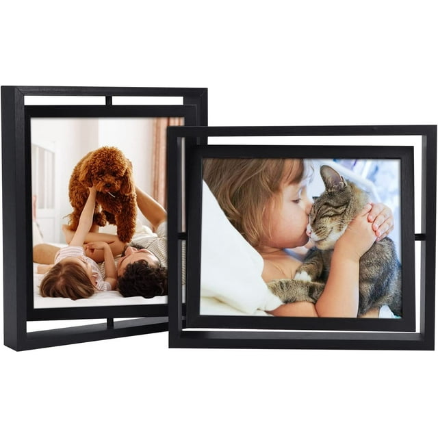 RLAVBL 2 Pack 8x10 Multi-side Rustic Picture Frames, Floating, Rotating ...