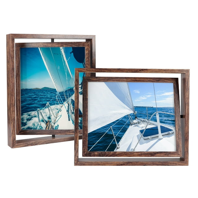 RLAVBL 2 Pack 8x10 Rustic Rotating Floating Picture Frames, Dual ...