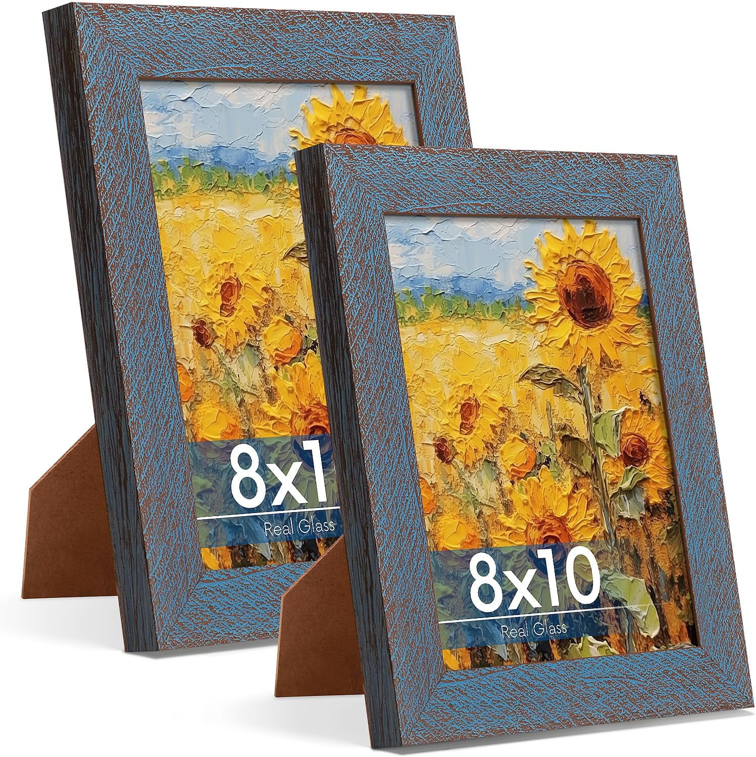 2 Pack 8x10 Vintage Picture Frames with Real Glass for Wall and ...