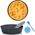2 Pack 9.5 inches Pie Pan with Removable Bottom for Baking, Deep Quiche ...