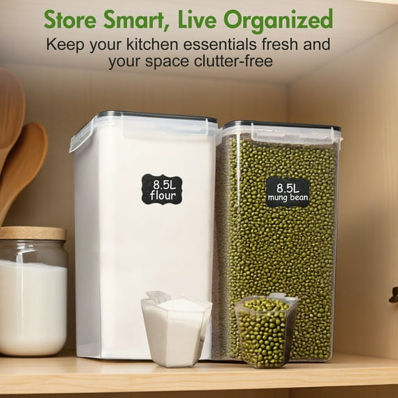 2-Pack 9.5L (321 oz) Clear Airtight Food Storage Canisters with ...