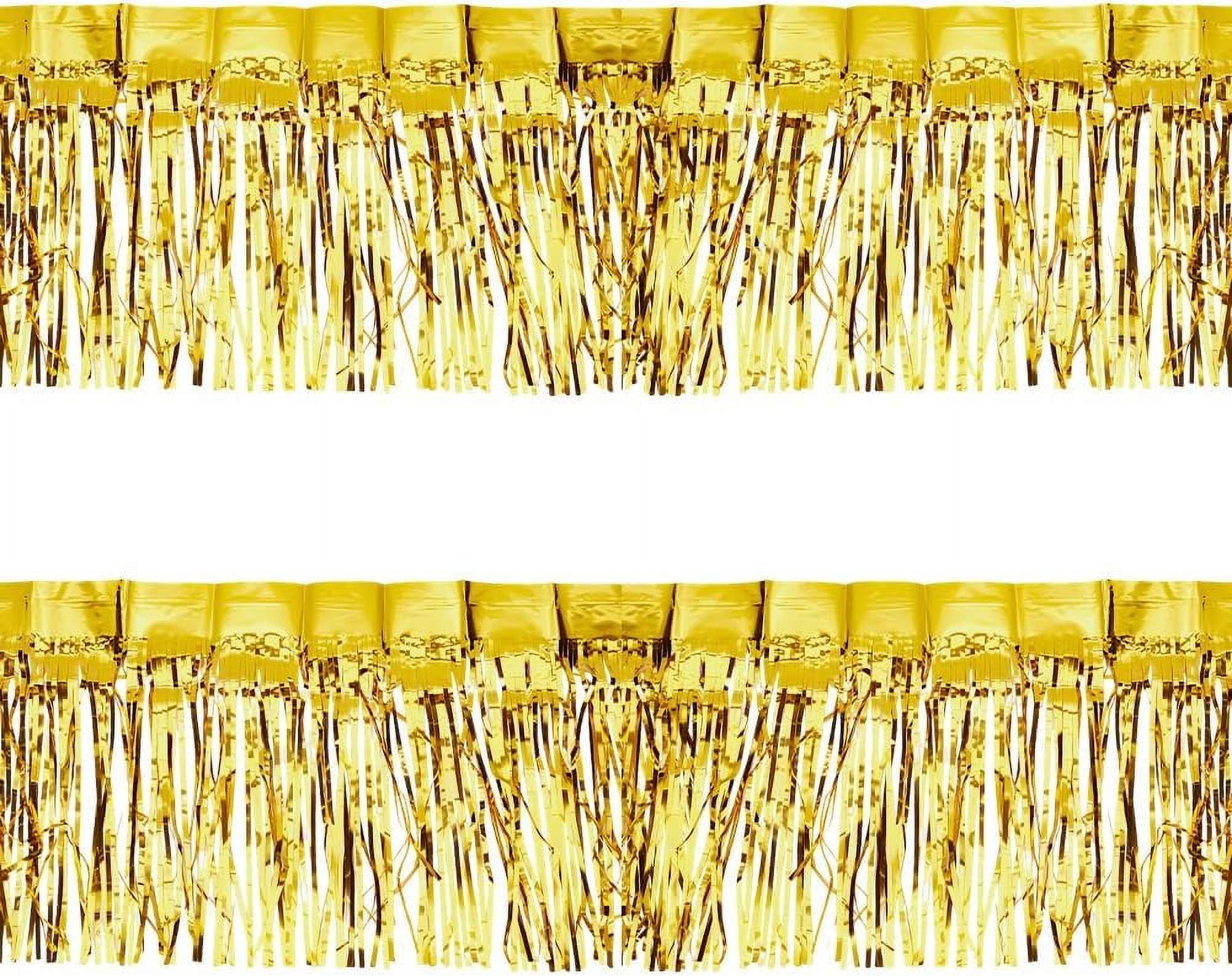 2 Pack 9.8 Feet×11.8inch Gold Foil Fringe Garland Metallic Vinyl Fringe ...