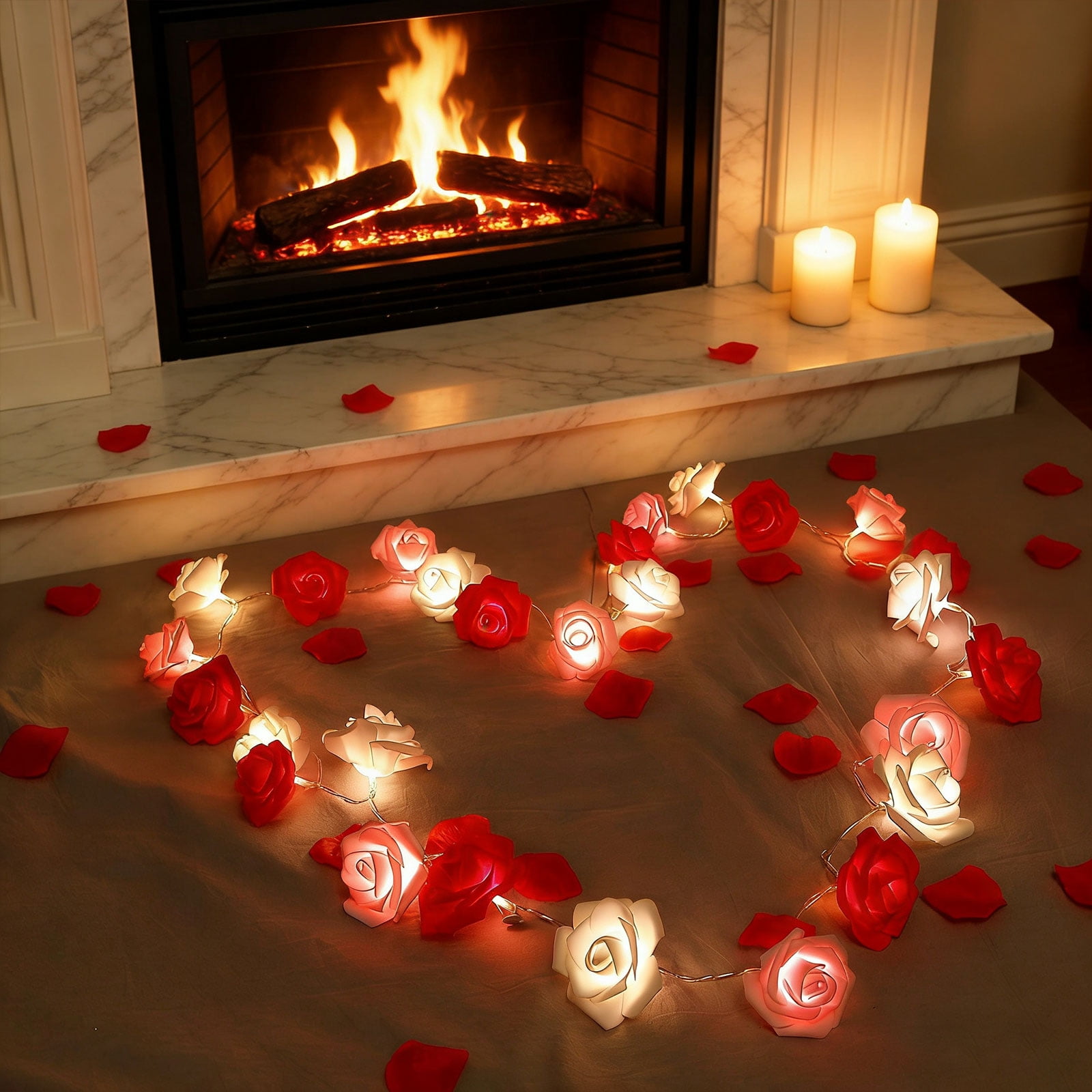 2 Pack 9.8 Ft Valentines Day Decorations Flower String Lights - 520-LED ...