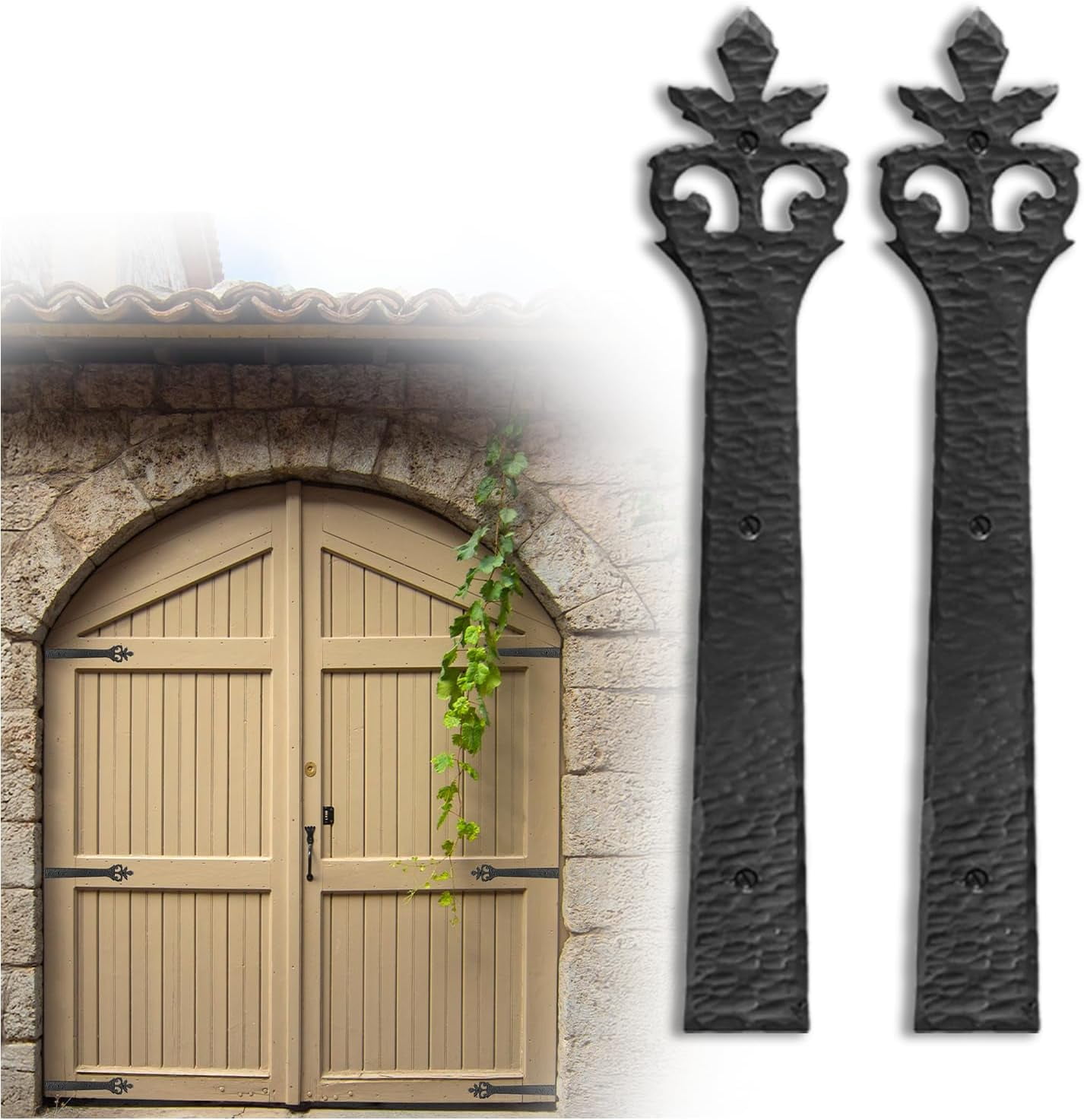 2 Pack 9" Black Faux Strap Hinges - Decorative Dummy Faux Hinge ...