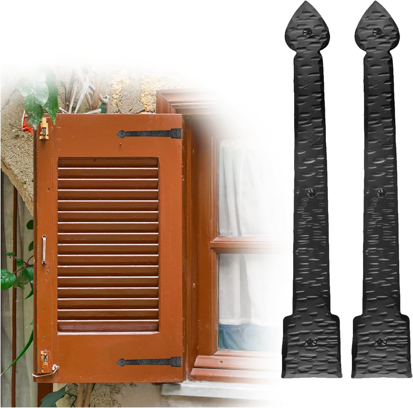 2 Pack 9" Black Faux Strap Hinges - Decorative Dummy Faux Hinge ...