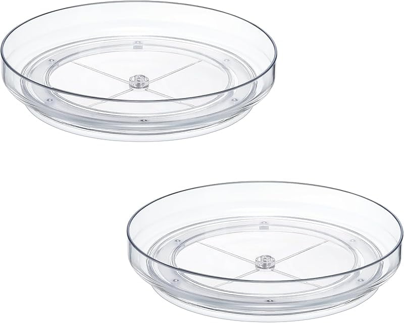 2 Pack 9 Inch Clear Acrylic Lazy Susan, Non-Skid Turntable Organizer ...
