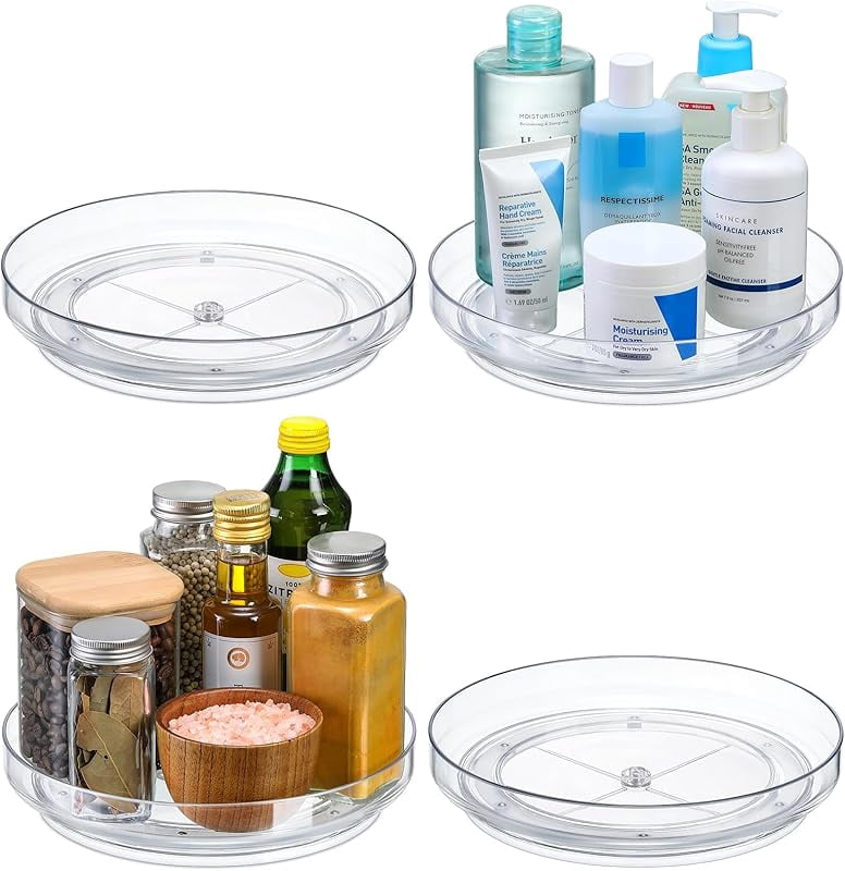 2 Pack 9 Inch Clear Acrylic Lazy Susan, Non-Skid Turntable Organizer ...