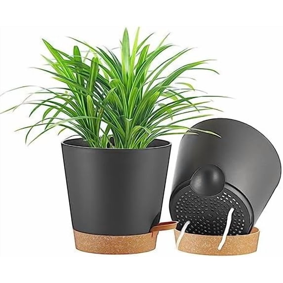 2-Pack 9 Inch Planter Pots for Indoor Outdoor Plants, Self Watering ...