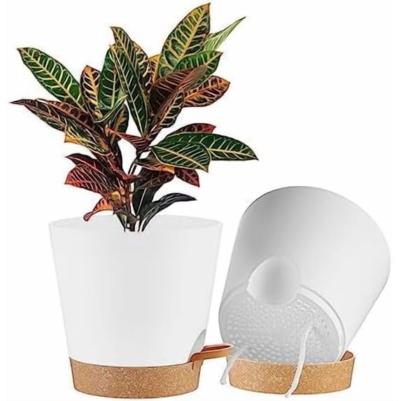 2-Pack 9 Inch Planter Pots for Indoor Outdoor Plants, Self Watering ...