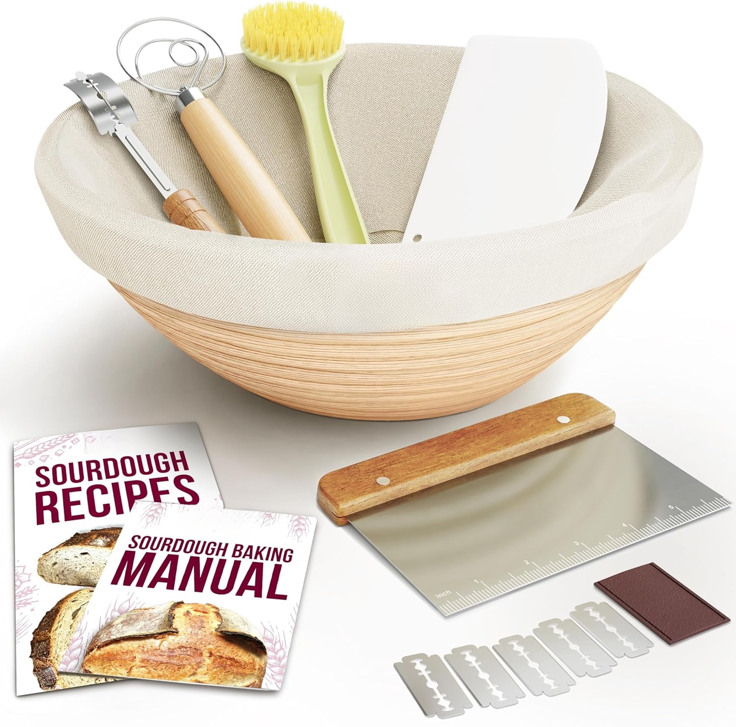 2 Pack 9 Inch Round Rattan Bread Proofing Baskets, Splinter-Free ...