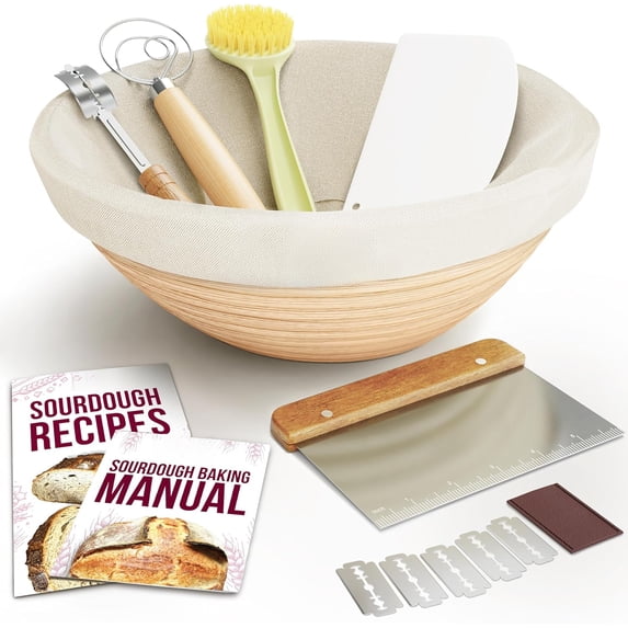 2 Pack 9 Inch Round Rattan Bread Proofing Baskets, Splinter-Free ...