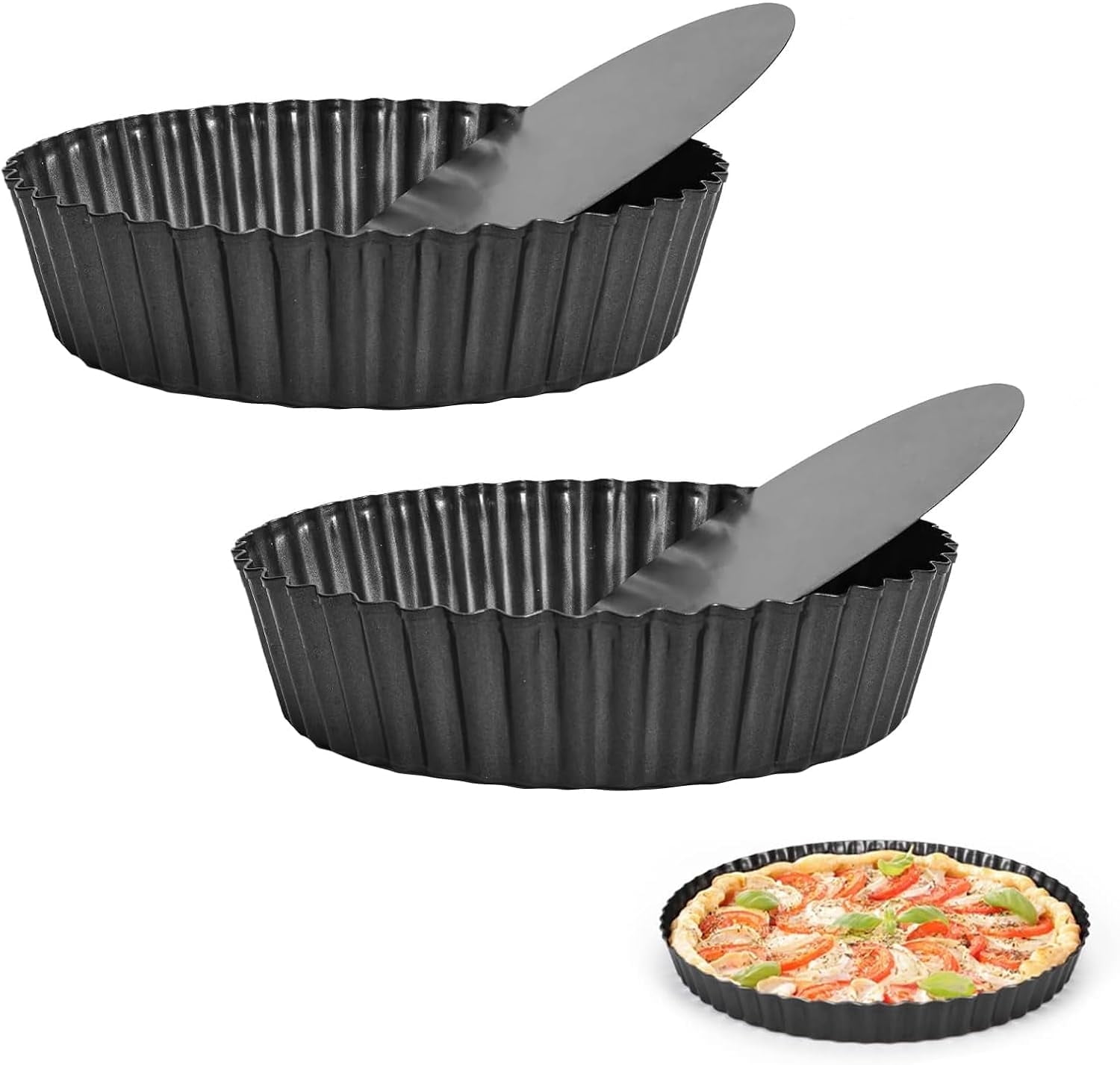 2 Pack 9 Inches Pie Pan With Removable Bottom For Baking, Tart Pans for ...