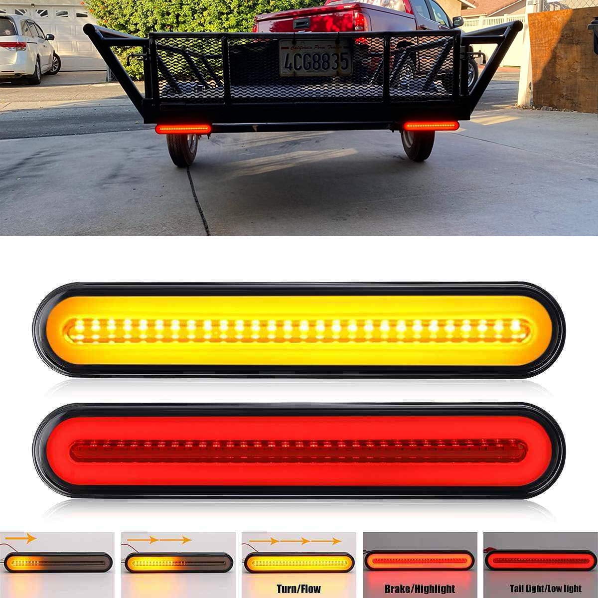 2 Pack 9" LED Trailer Tail Light Bar + Brake Stop +Turn Signal Lights ...