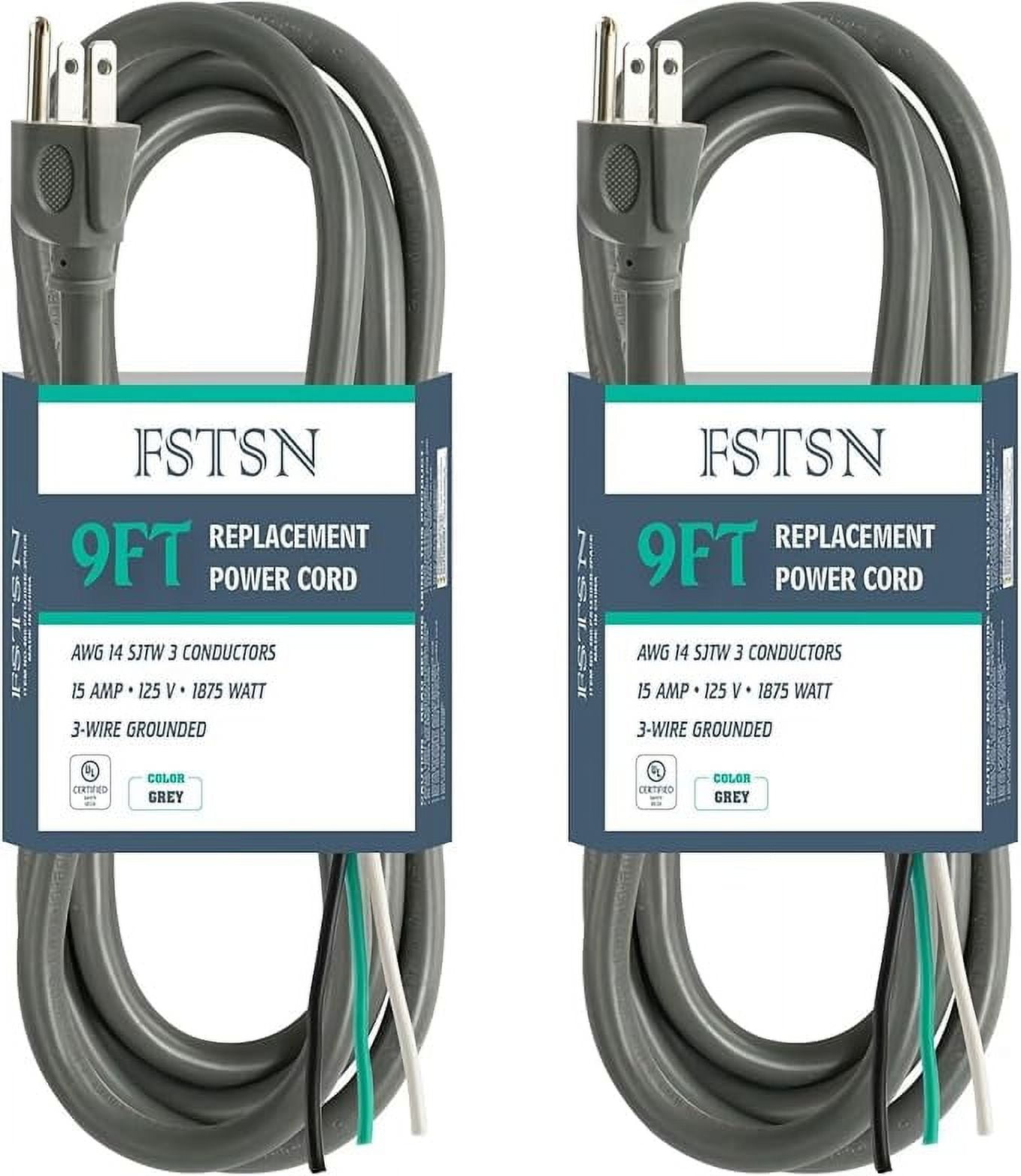 2 Pack 9 ft 14/3C SJTW Appliance and Power Tool Cord, 14 Gauge 3 Prong ...