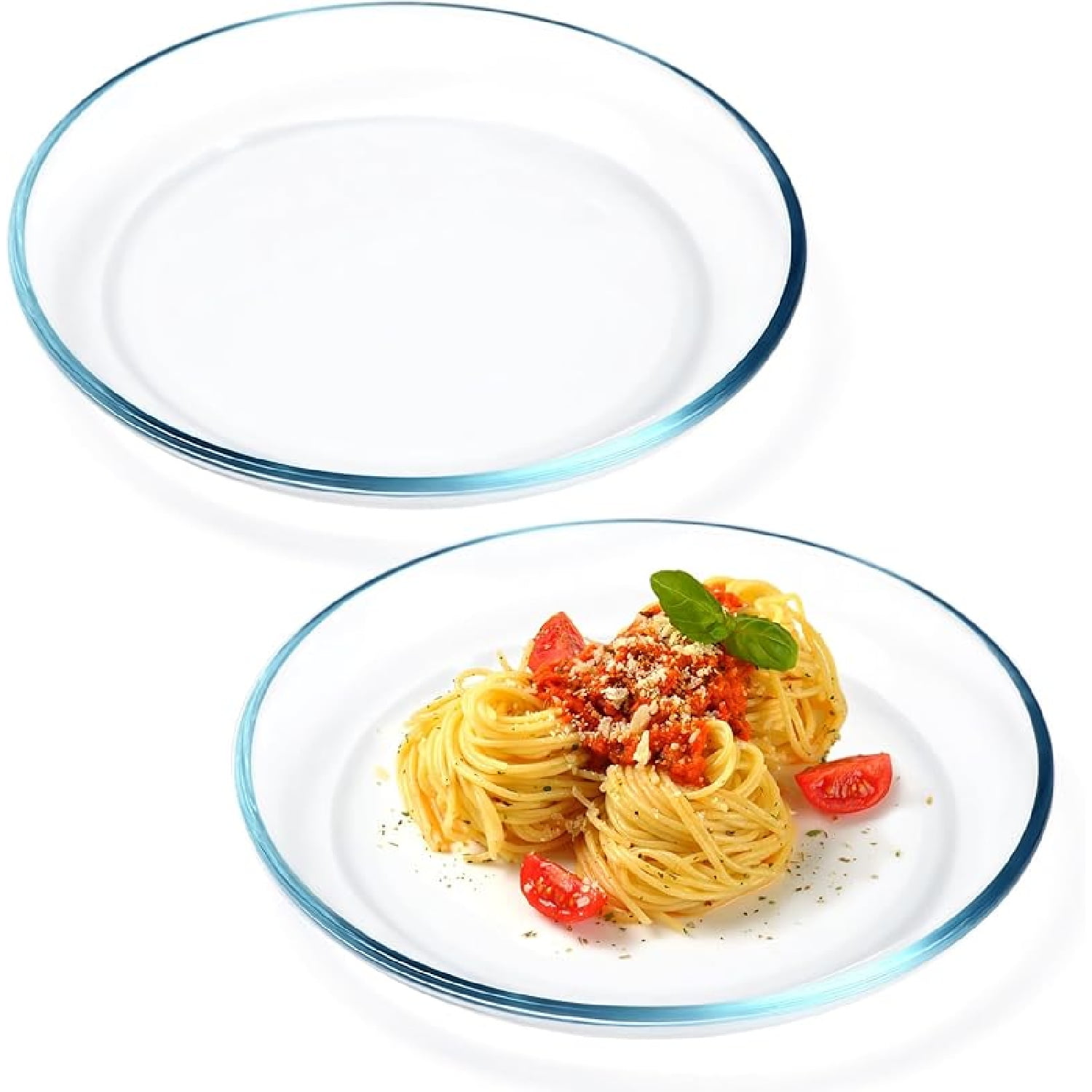 2 Pack 9 inch Glass Plates - with Lipped Edge - Clear Tempered Glass ...