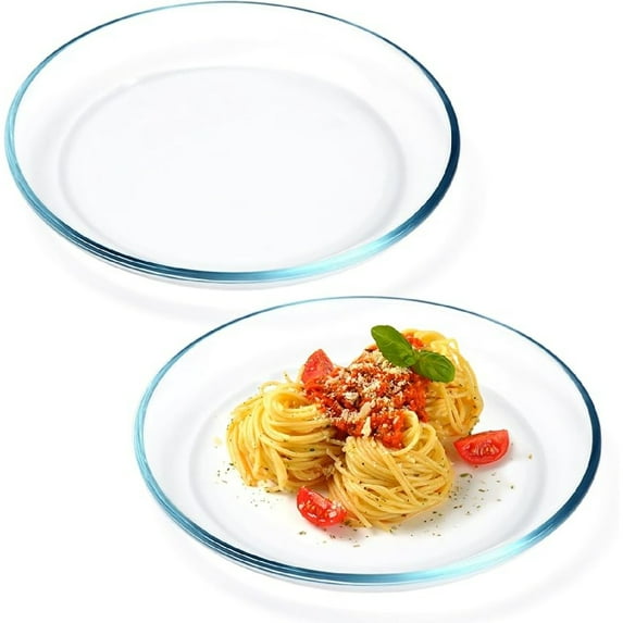 2 Pack 9 inch Glass Plates - with Lipped Edge - Clear Tempered Glass ...