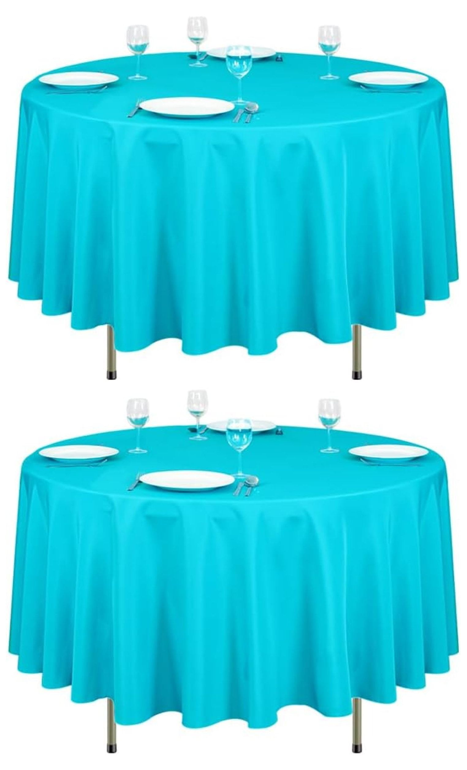 2 Pack 90 Inch Round Tablecloth Turquoise - Wrinkle Resistant Table ...