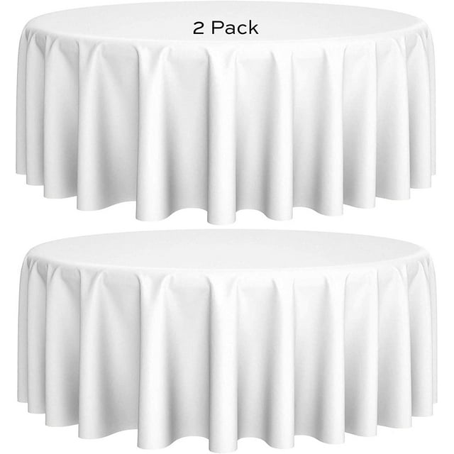 "White Polyester 90"" Round Tablecloths [2 Pack] for Wedding, Banquet ...