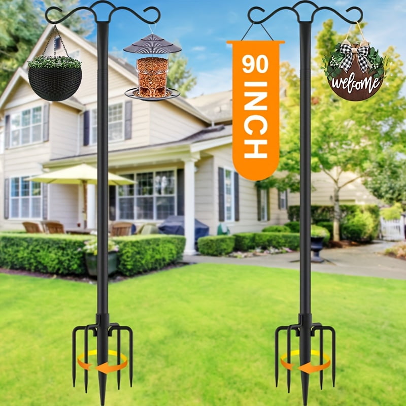 2 Pack 90-inch Shepherd's Head Adjustable Metal Light Pole with 5 Forks ...