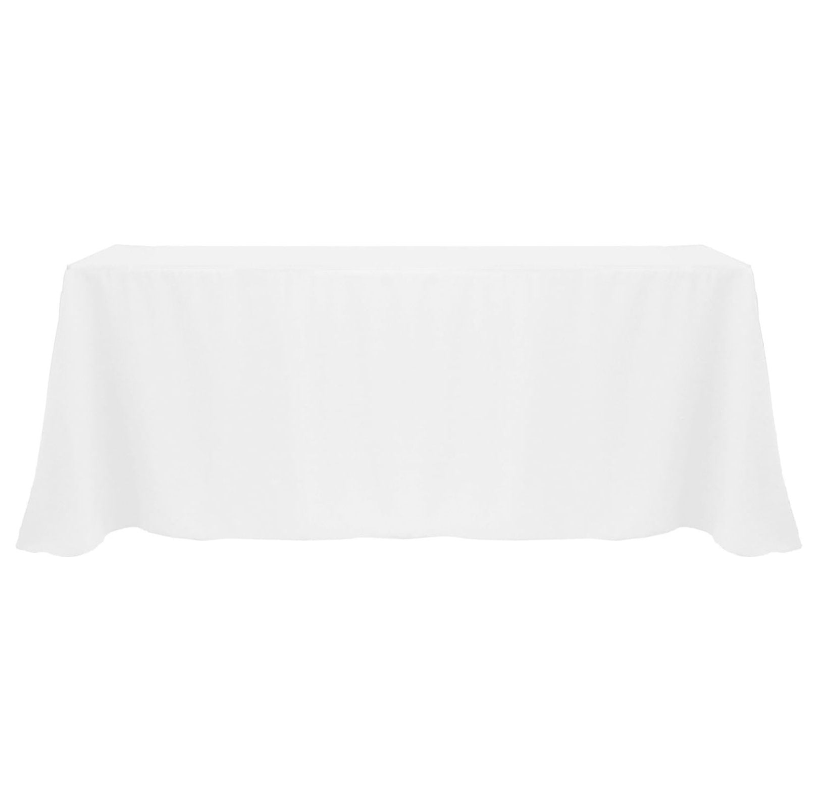 -2 Pack- 90 x 132-Inch Rectangular Polyester Linen Tablecloth with Rounded Corners, White ...