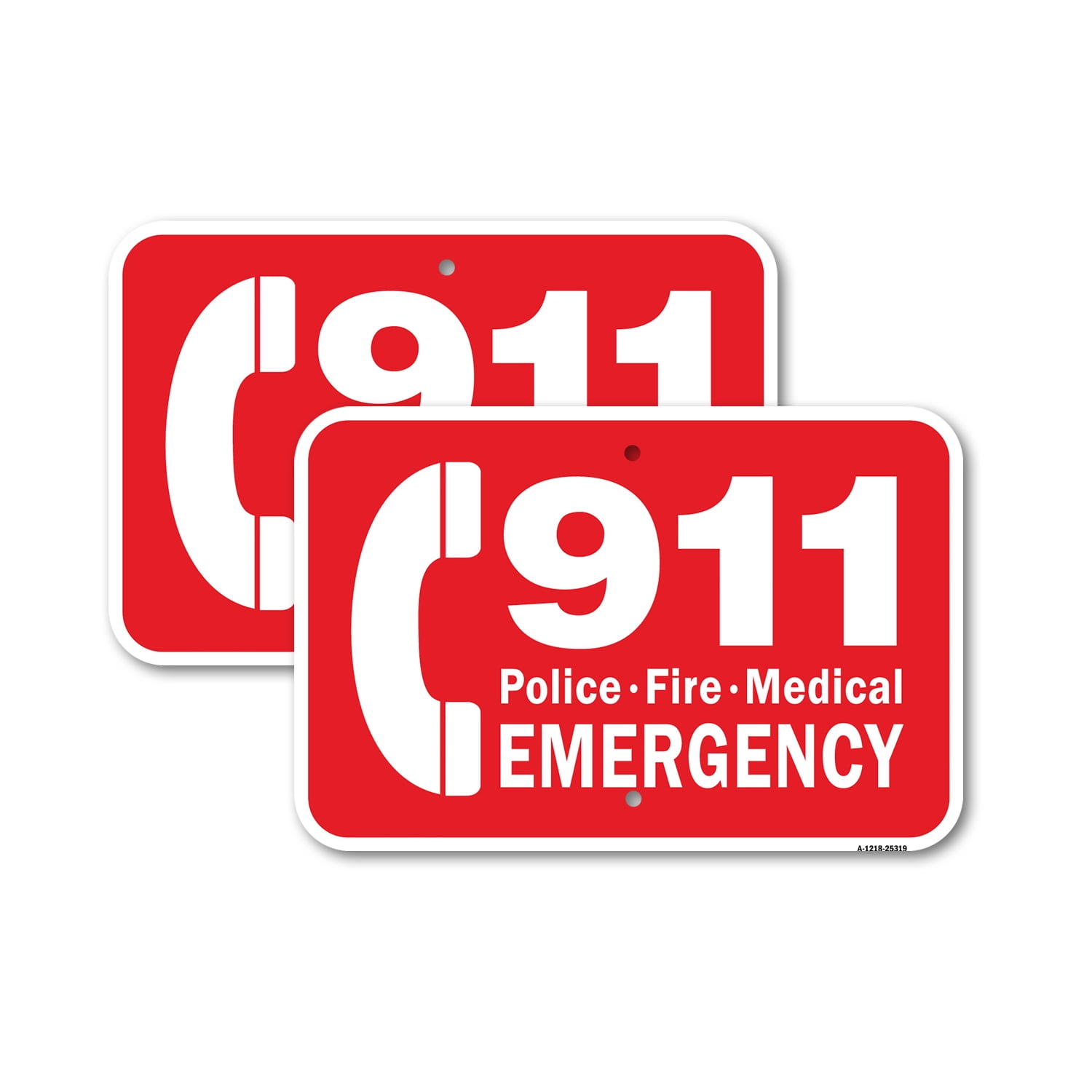 (2 Pack) 911 Police Fire Medical Emergency | 12" X 18" Heavy-Gauge ...