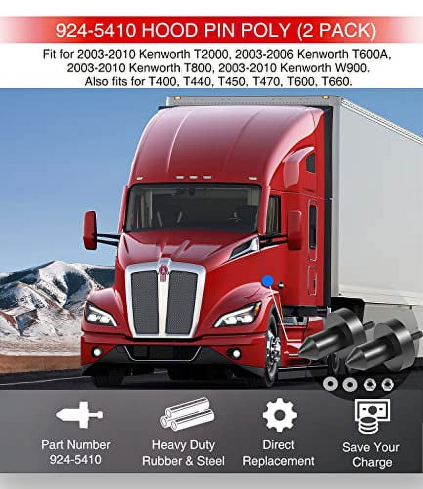 2 Pack 924-5410 Hood Pin Poly for Kenworth T2000, T400, T440, T450 ...