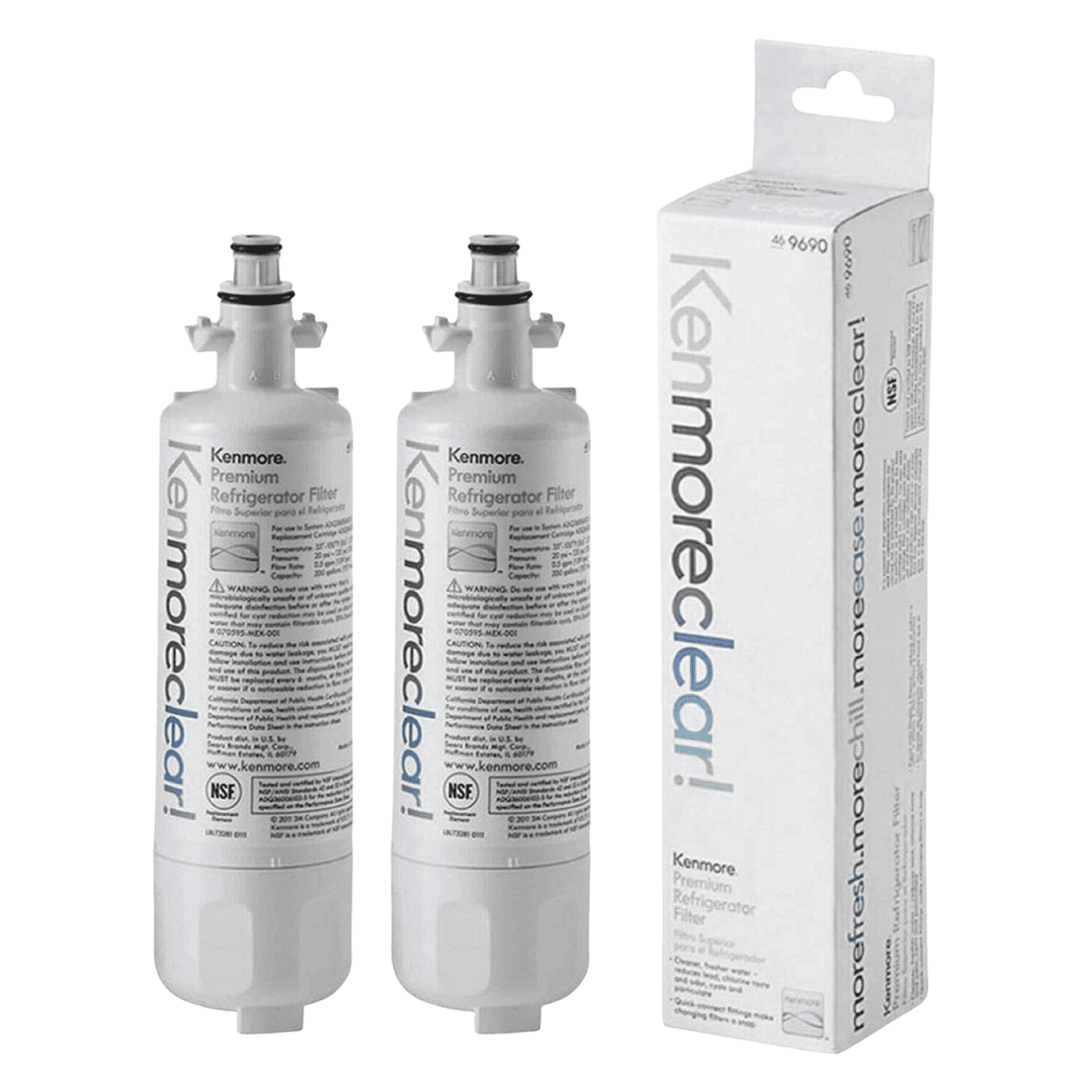 2 Pack 9690 46-9690 Refri²gerator Wa²ter Fil²ter,White - Walmart.com