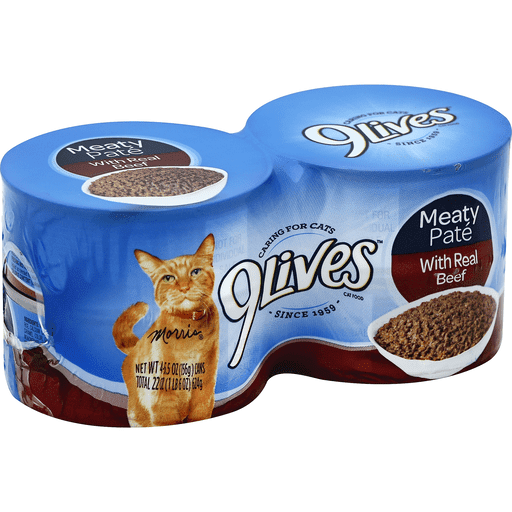( 2 Pack ) 9Lives 9 Lives Cat Food, With Real Beef, Meaty Pate, 4 Ct ...