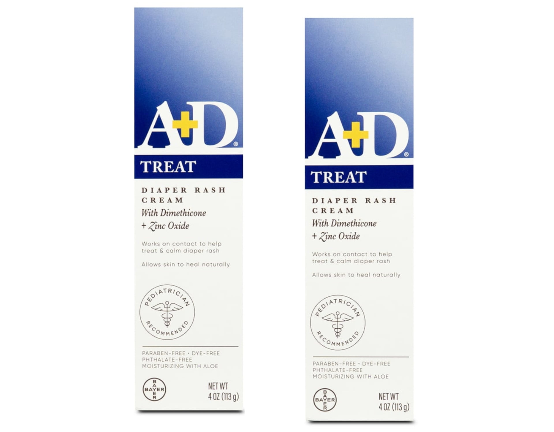 A+D Diaper Rash Cream, 2 Pack with Aloe, 4 Oz Each, Zinc Oxide Formula ...