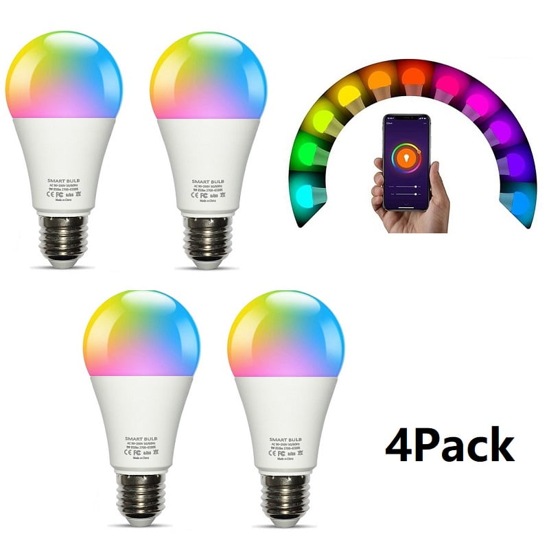 2 Pack A19 E26 Smart WiFi Light Bulbs, Dimmable Color Changing A19 LED ...