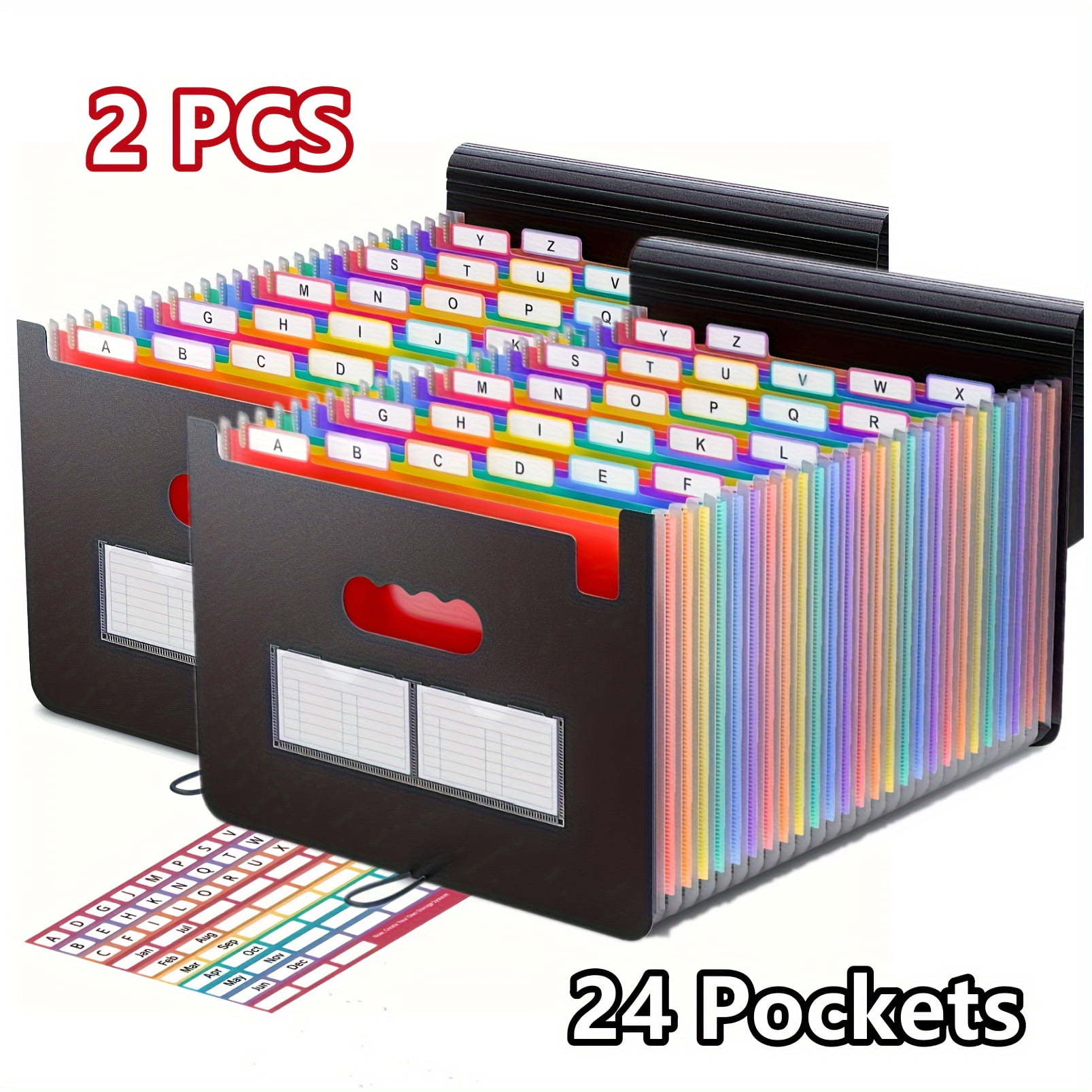 2-Pack A4 Accordion File Folders 24 Pockets Expandable Flip Folders ...