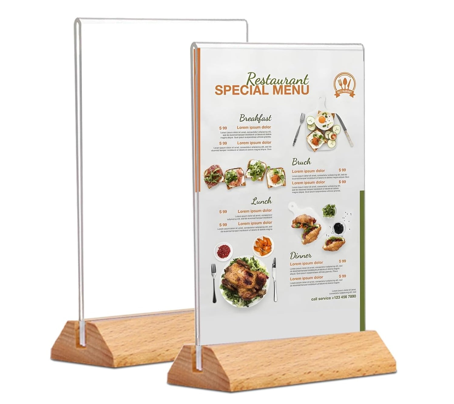 2 Pack A4 Acrylic Sign Holder Wood,Display Stands Double Sided Menu ...