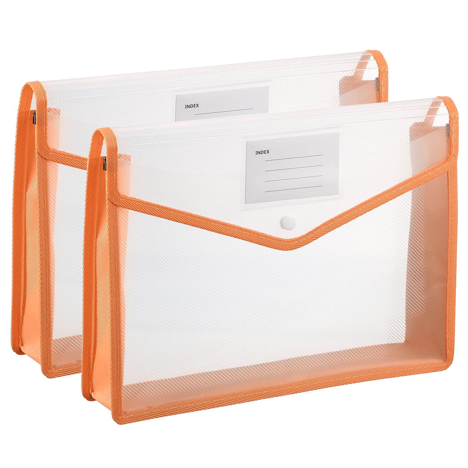 2 Pack A4 Plastic File Folders with Snap Closure, Orange, Horizontal ...
