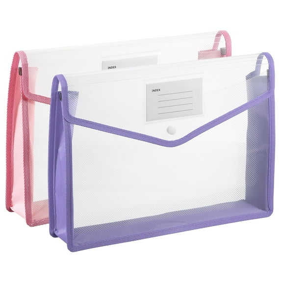 2 Pack A4 Plastic File Folders with Snap Closure, Purple/Pink ...