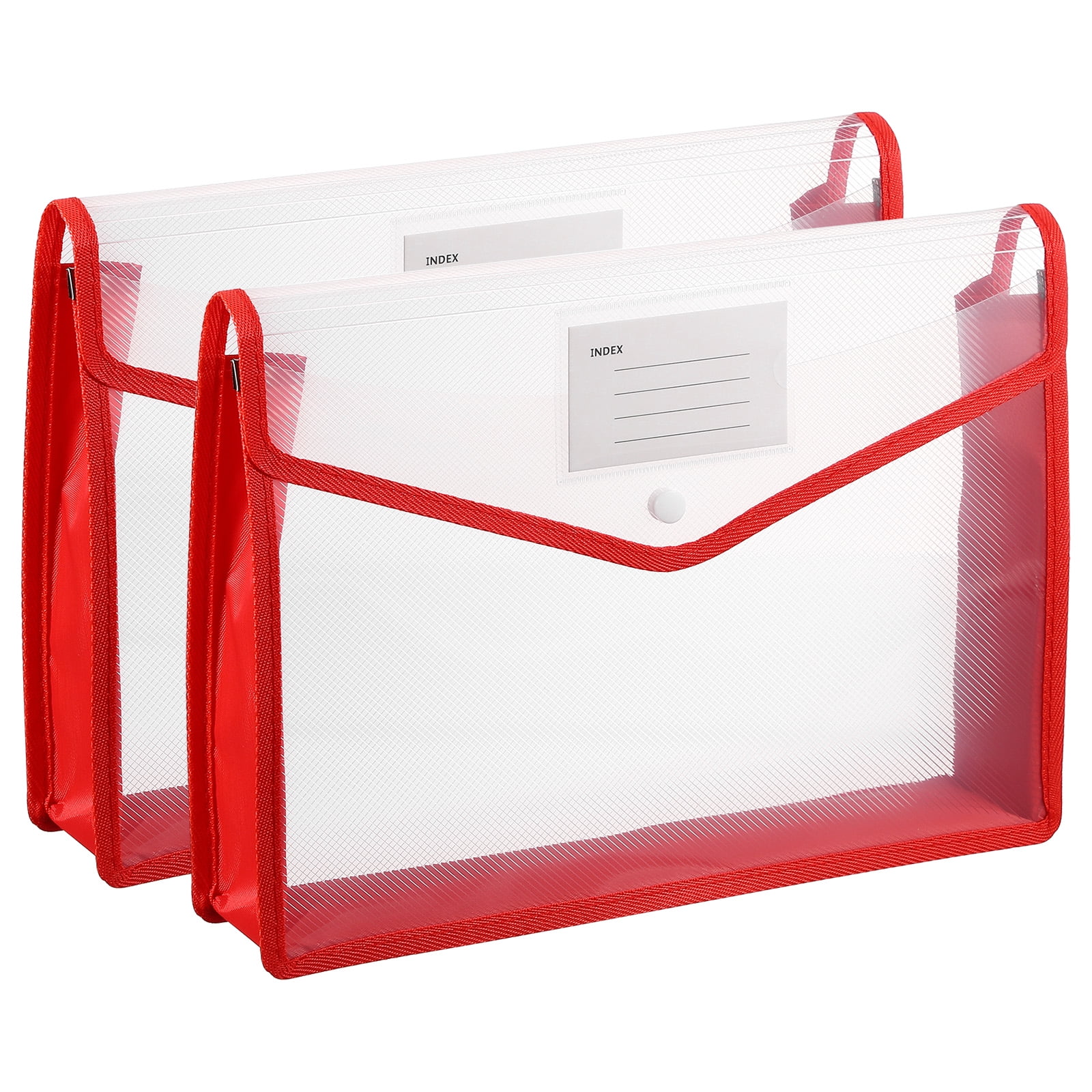 2 Pack A4 Plastic File Folders with Snap Closure, Red, Horizontal ...