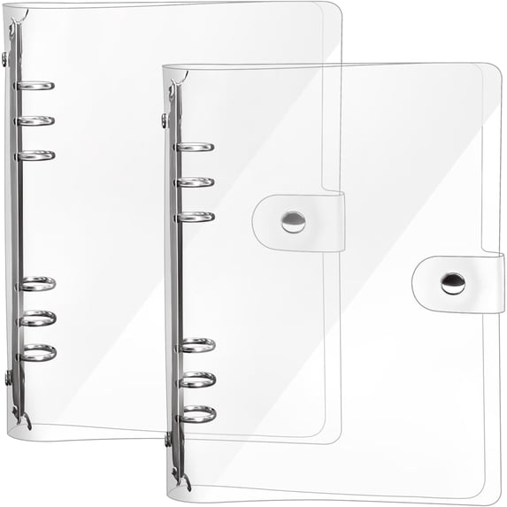 2 Pack A5 Transparent Soft PVC 6-Hole Binder Notebook Covers with Snap ...