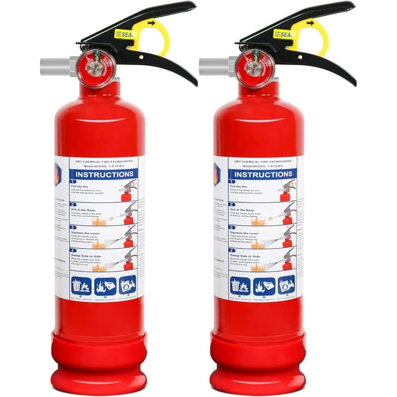 2 Pack ABC Dry Chemical Fire Extinguishers, 2.5 lb 1A:10B:C Rating for ...