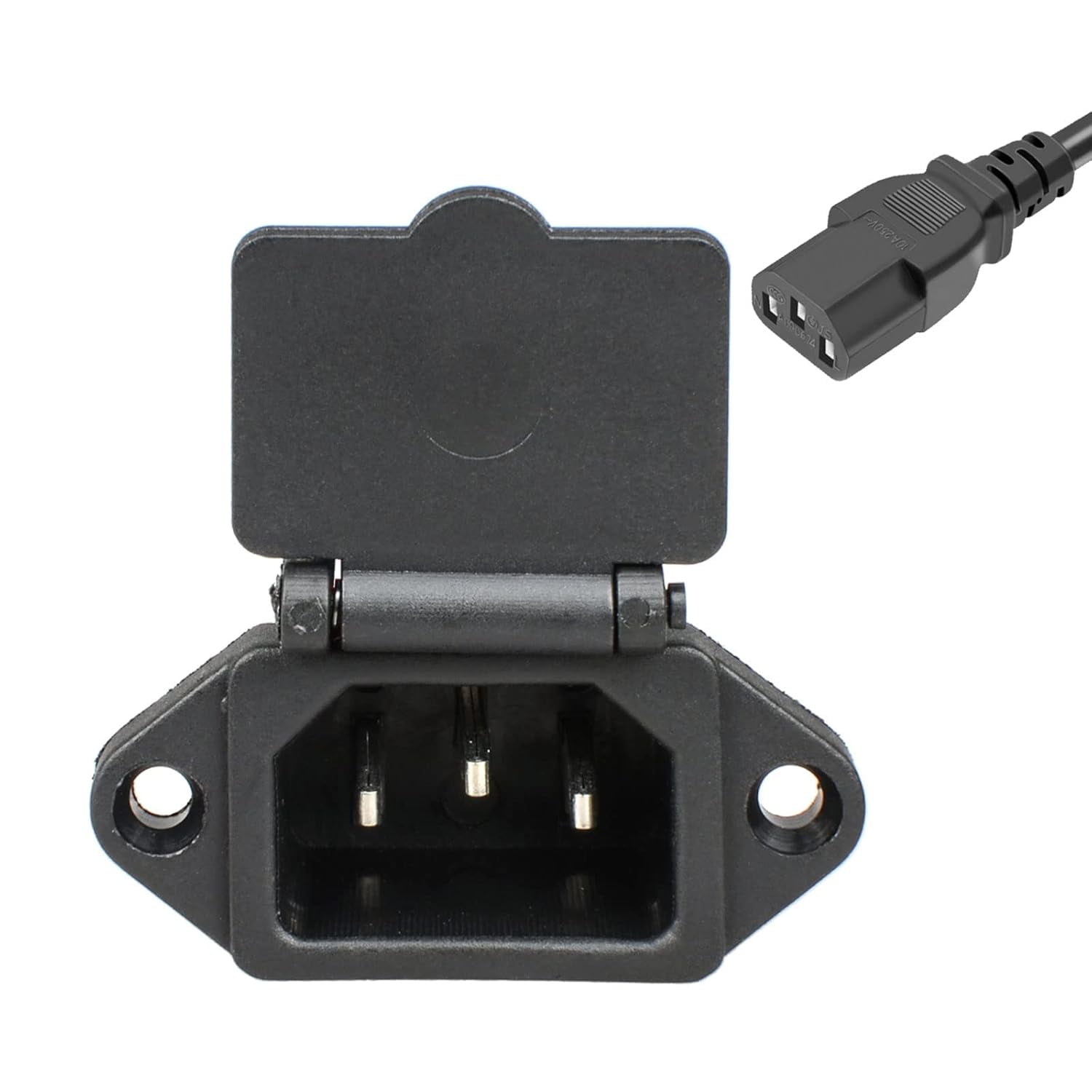 2-Pack AC 250V 10A IEC 320 C14 Panel Mount Plug Adapter Power Connector ...