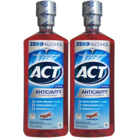 ACT 2 Pack - Anticavity Fluoride Rinse, Alcohol-Free Cinnamon Mouthwash ...