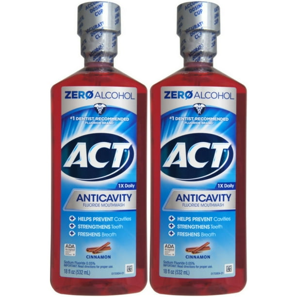 2 Pack - ACT Anticavity Fluoride Rinse Cinnamon 18 oz Each - Walmart.com