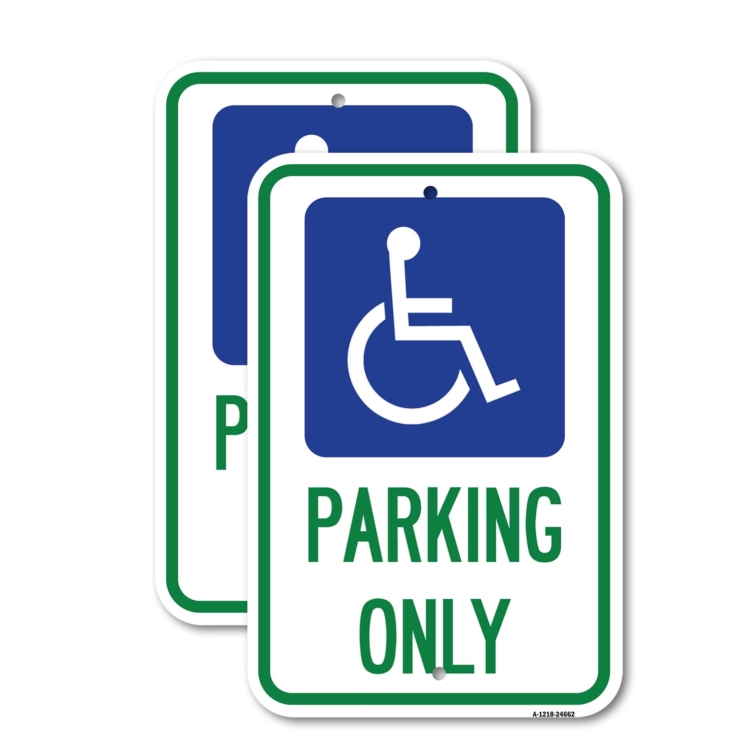 (2 Pack) (ADA Compliant) Parking Only (Accessible Symbol) | 12" X 18 ...