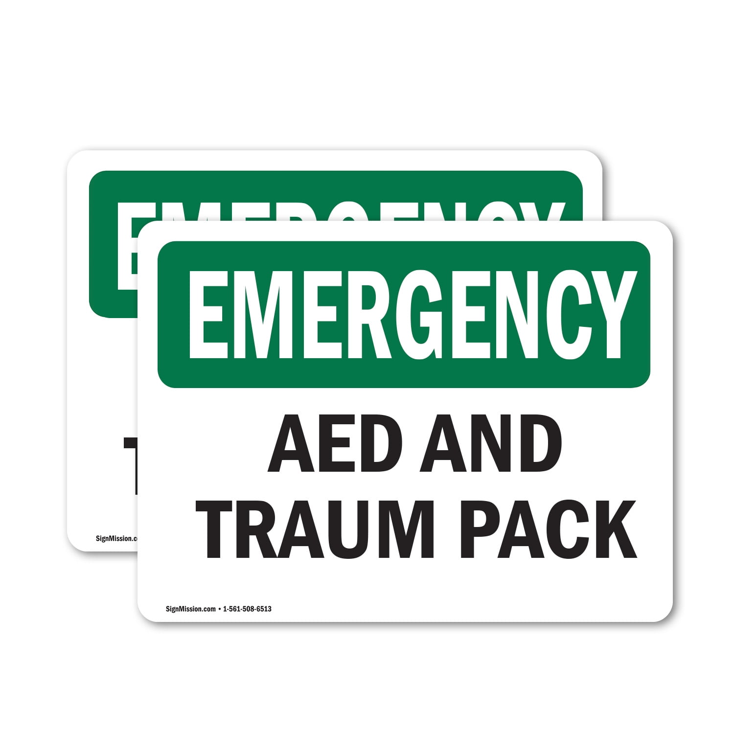 (2 Pack) AED And Trauma Pack OSHA Emergency Sign 5 Inch X 3.5 Inch ...