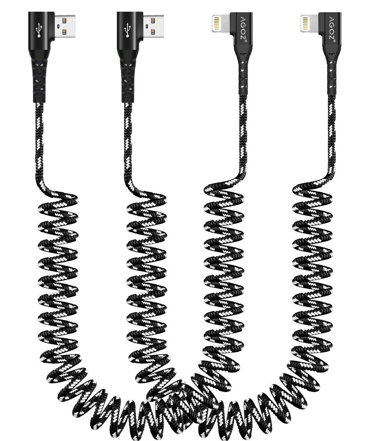 2 Pack AGOZ Apple MFI Certified USB to Lightning Cable, 90° Right Angle ...