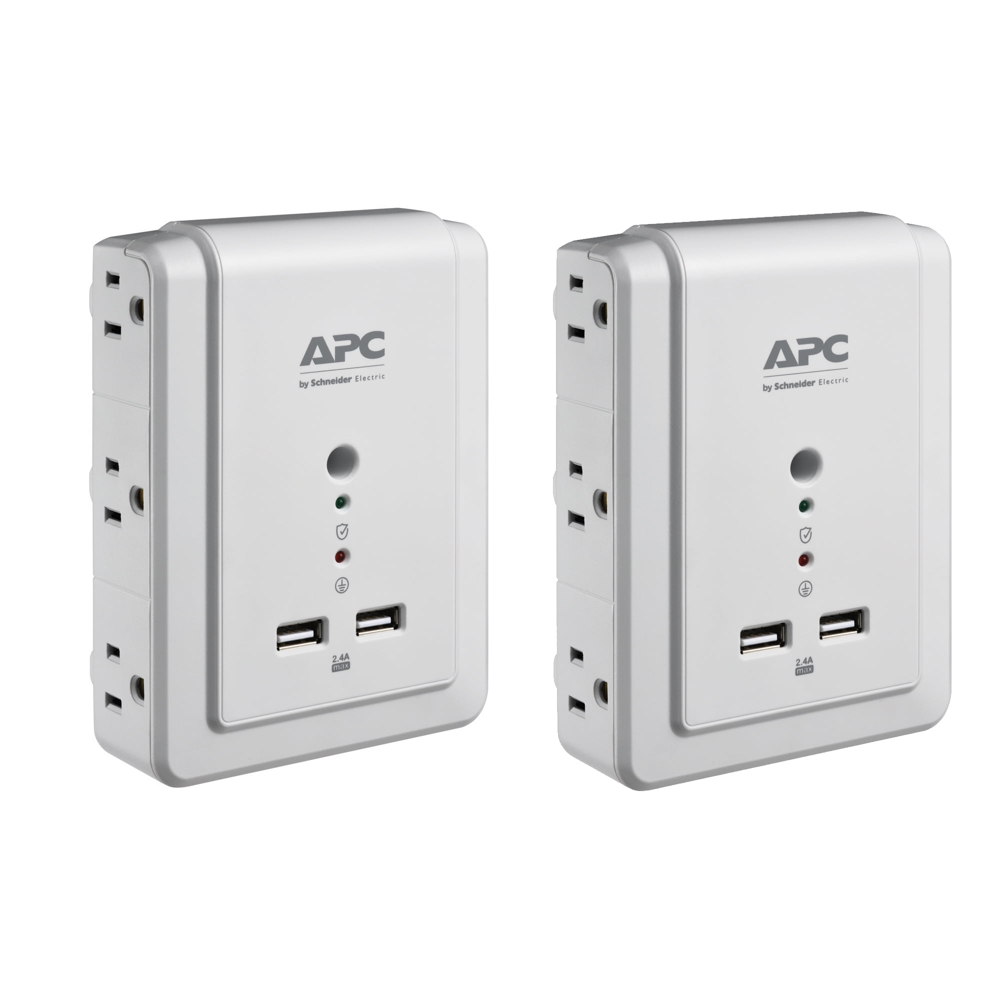 2 Pack APC P6WU2 6-Outlet SurgeArrest Surge Protector Wall Tap with 2 ...