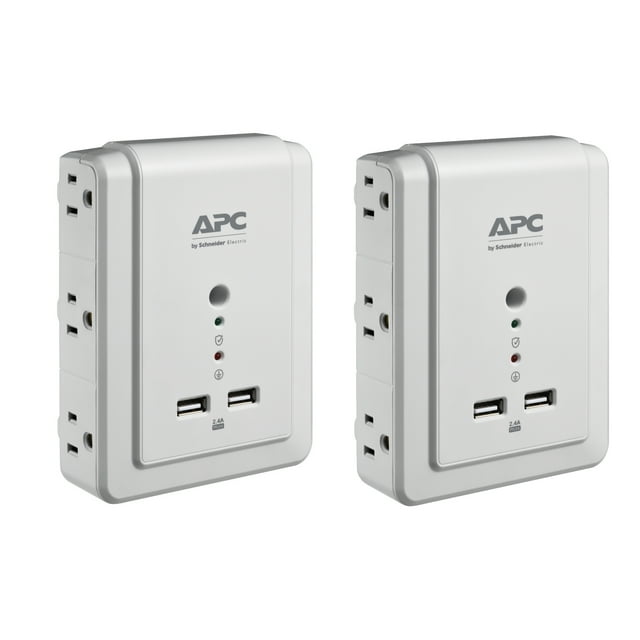 2 Pack APC P6WU2 6-Outlet SurgeArrest Surge Protector Wall Tap with 2 ...