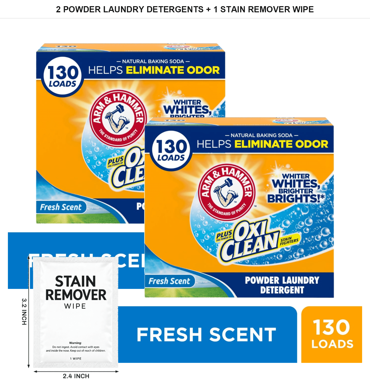 2 Pack | ARM & HAMMER Plus OxiClean Fresh Scent Powder Laundry ...