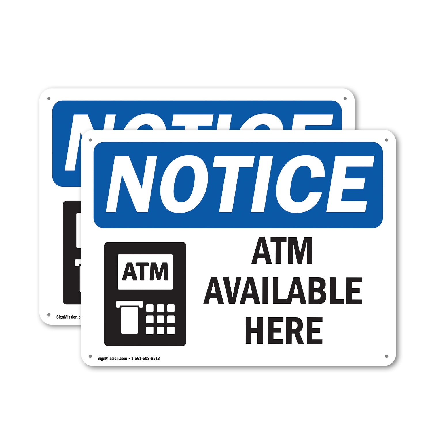 (2 Pack) ATM Available Here OSHA Notice Sign 24 Inch X 18 Inch Indoor ...