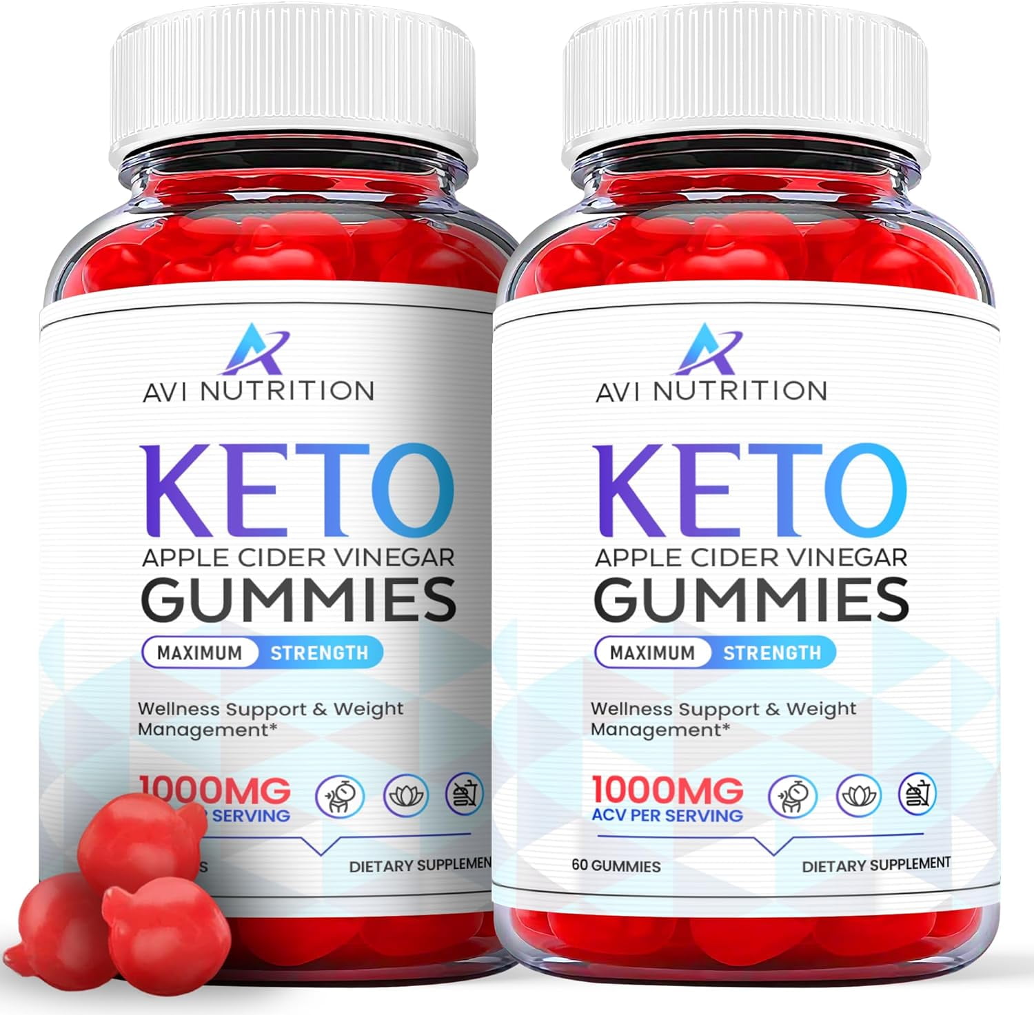 (2 Pack) AVI Nutrition Keto ACV Gummies - Apple Cider Vinegar Supplement for Weight Loss ...