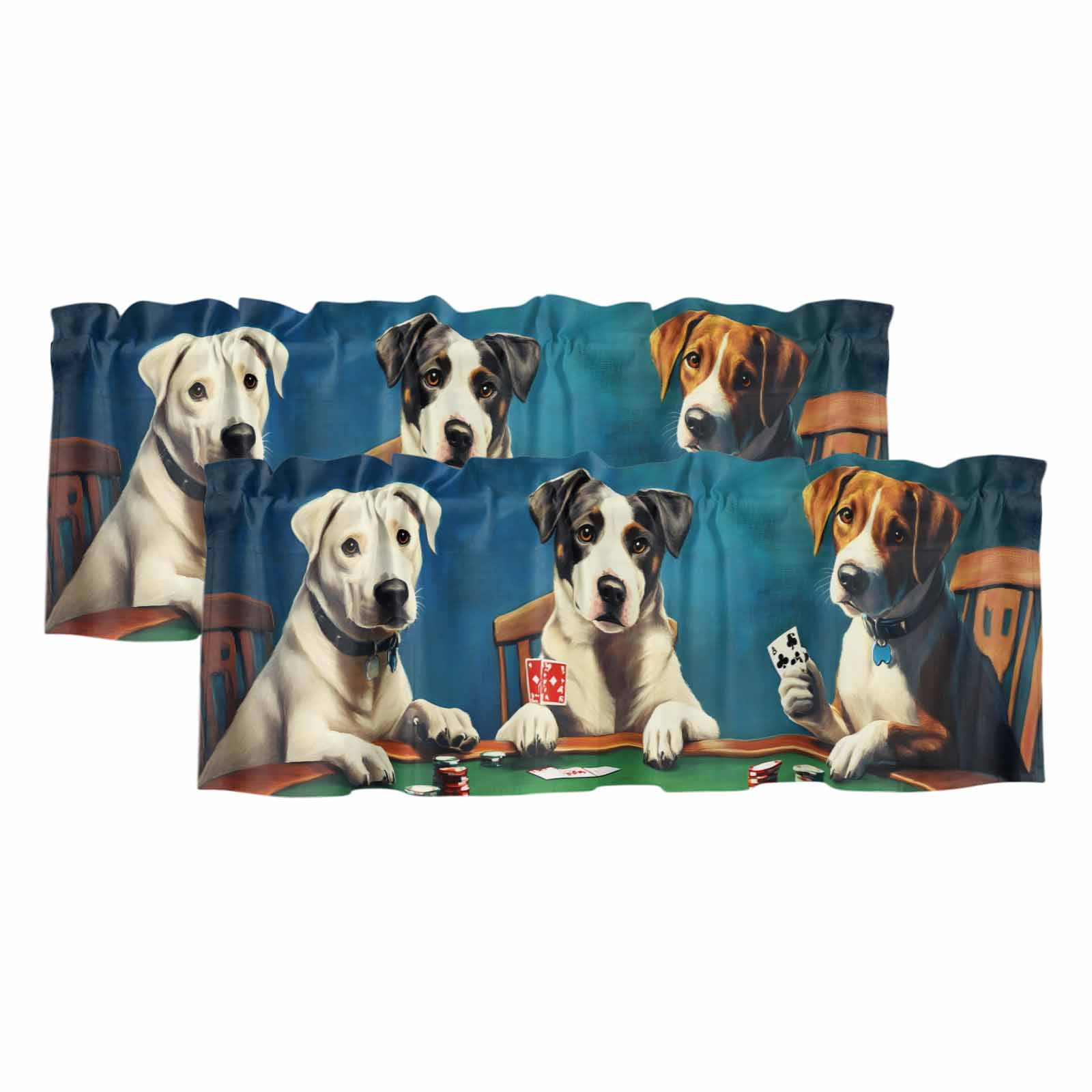 2 Pack Abstract Animal Valance for Window Dog Playing Poker Game Chips ...